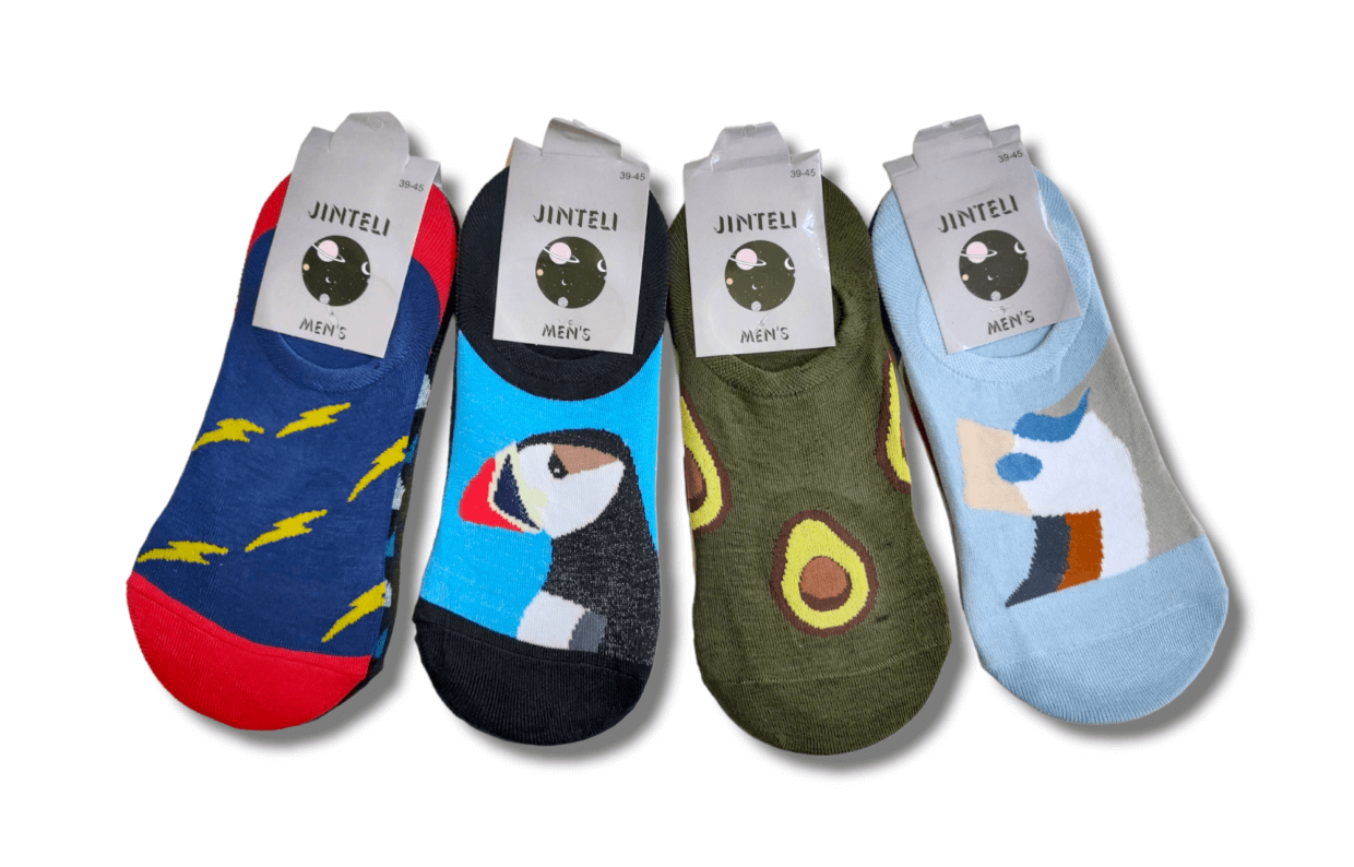 PACK X12 SOQUETE INVISIBLE ESTAMPADO "JINTELI" HOMBRE | Casa Gini Mayorista